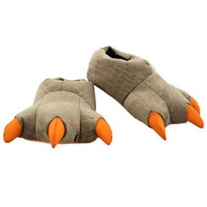 Jurassic World Kids Dinosaur 3-D Claw Feet Plush Slippers (2-3 M US Little Kid, Light Brown)