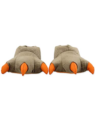 Jurassic World Kids Dinosaur 3-D Claw Feet Plush Slippers (2-3 M US Little Kid, Light Brown)