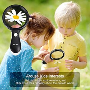 Magnifying Glass with Light, MOJINO 10X Lighted Large Handheld Reading Magnifier Glasses with 18 LED Lights for Macular Degeneration, Seniors & Kids Reading, Inspection, Coins, Jewelry, Exploring