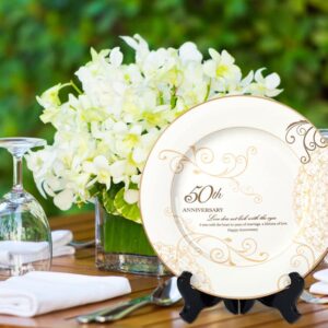 Urllinz 50th Wedding Anniversary Plate with 24k Gold Foil-50th Anniversary Wedding Gifts for Parents Couple,50 Year Golden Wedding Gifts for Her Him,9 Inch Porcelain Plate for Grandparents with Stand