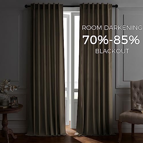 Topfinel Cream Velvet Curtains for Bedroom 96 Inches Length 2 Panels Modern Boho Rod Pocket Blackout Window Treatments Curtains 96 Inches Long for Living Dinning Room Nursery Sliding Door,52x96,Beige