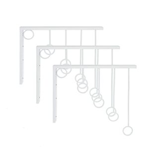 geesatis 3 pcs wall mounted garment racks closet clothing organizer garment racks brackets 5-rings for hanging, with mounting screws, white