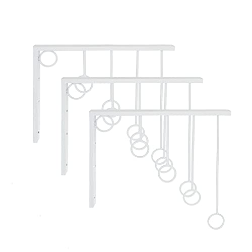 Geesatis 3 Pcs Wall Mounted Garment Racks Closet Clothing Organizer Garment Racks Brackets 5-Rings for Hanging, with Mounting Screws, White