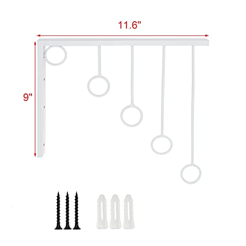 Geesatis 3 Pcs Wall Mounted Garment Racks Closet Clothing Organizer Garment Racks Brackets 5-Rings for Hanging, with Mounting Screws, White