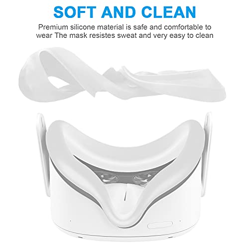 Jayol Silicone Cover for Oculus Quest 2, Sweatproof, Soft and Washable (Face Cover, White)