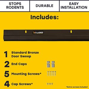 Xcluder 36” Standard Door Sweep, Dark Bronze – Seals Out Rodents & Pests, Enhanced Weather Sealing, Easy to Install; Rodent Protection; Rodent Proof Door Sweep