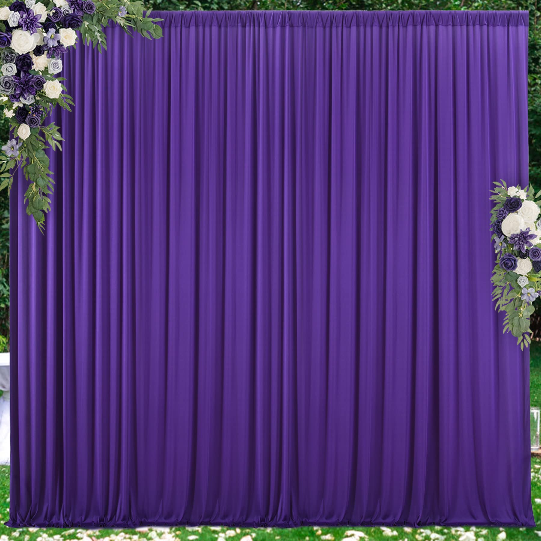 10ftx10ft Purple Wrinkle-Free Backdrop Drapes Curtains, Purple Polyester Background Decorations for Wedding Home Party Supplies