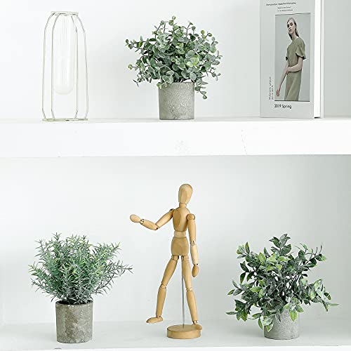 Gleenwave Artificial Plants 3 Potted Mini Fake Plants Artificial Eucalyptus Decorative Plants for Home Decor Indoor Room Table Office