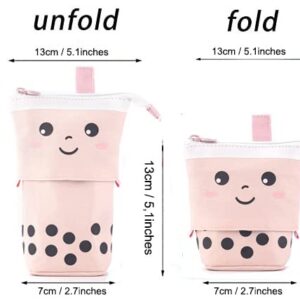 Friinder Telescopic Pencil Bag Pen Holder Pop Up Stationery Case, Stand-up Retractable Transformer Bag Standing Organizer, Great for Christmas Holiday New Year Gift Office Bag(Pink)