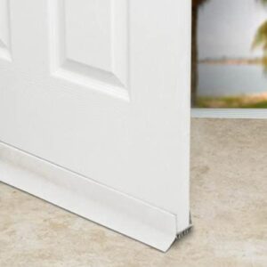 PVC Slide on Door Sweep with Foam Draft Stopper/Sweep for Doors 1" - 1 3/4" Wide - 3 FT Long (White)