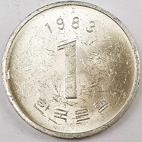 Exquisite Collection of Commemorative Coins South Korea 1983 1 Won Aluminum Coin Flower.17mm Collectible Non-Gaming Coin