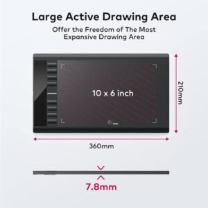 UGEE M708 V3 Graphics Drawing Tablet,10X6 Inches Digital Drawing Tablet with 8 Hot Keys 8192 Levels Pen Compatible with Chromebook, Linux, Windows 7/8/10/11, macOS 10.10