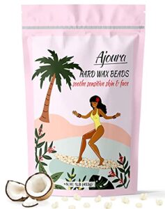 hard wax beads, ajoura 1lb refill wax beans for hair removal kit, brazilian coarse waxing for bikini, face, eyebrow, back, chest, legs, armpit, at home waxing beads for women men