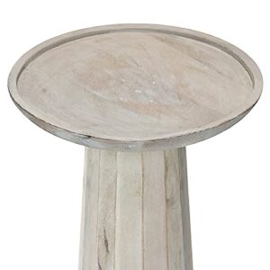 SIMPLIHOME Dayton SOLID MANGO WOOD 13 Inch Wide Round Wooden Accent Table in White Wash, Fully Assembled, For the Living Room and Bedroom