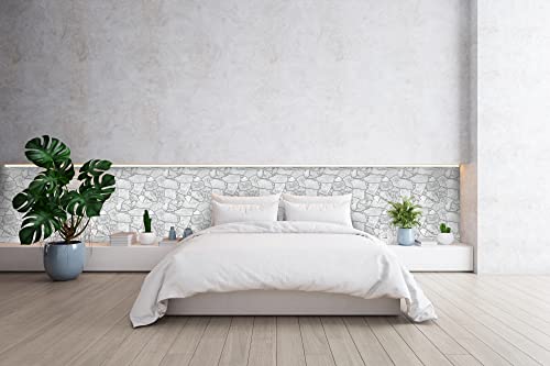 Retro-Art 3D Wall Panels, Pack of 8, Wild Stone in Grey, PVC, 17.5" x 23.75", Cover 23.09 sq.ft. 562WG