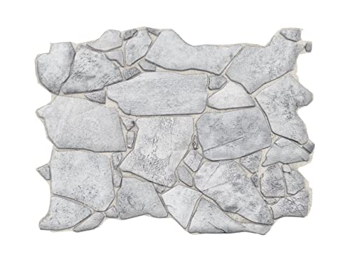 Retro-Art 3D Wall Panels, Pack of 8, Wild Stone in Grey, PVC, 17.5" x 23.75", Cover 23.09 sq.ft. 562WG