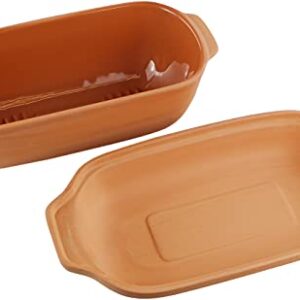 Eurita Clay Roaster, Non-Stick Bread Pan & Lid, Healthy Clay Pot Cooking, With Free Recipe Guide, 2 Quarts