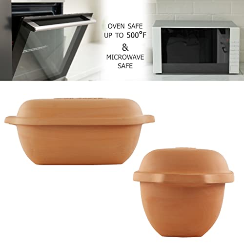 Eurita Clay Roaster, Non-Stick Bread Pan & Lid, Healthy Clay Pot Cooking, With Free Recipe Guide, 2 Quarts