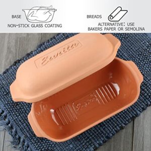 Eurita Clay Roaster, Non-Stick Bread Pan & Lid, Healthy Clay Pot Cooking, With Free Recipe Guide, 2 Quarts