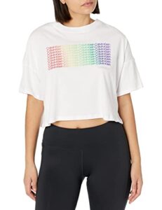 calvin klein performance klein women's performance sliced calvin logo short sleeve drop shoulder meet & greet tee, m white