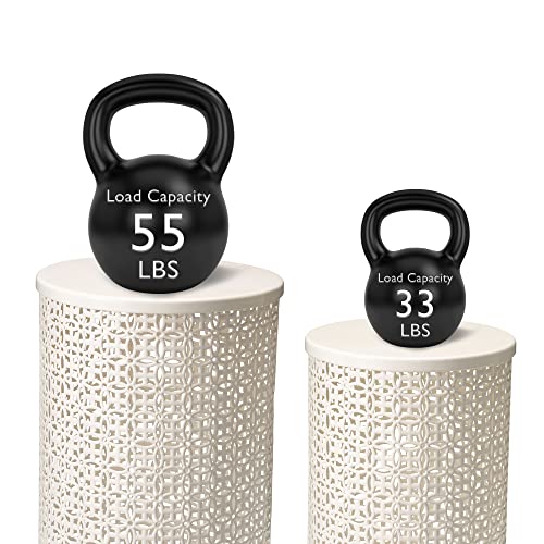 glitzhome Nesting Side Table Set of 2 Decorative Garden Stools for Indoor Outdoor Heavy Duty Metal Frame Modern End Table, Cream White