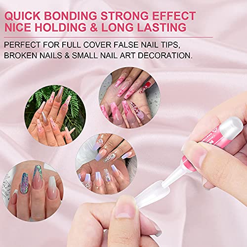 Nail Glue, MEKK Nail Glue for Acrylic Nails, Long Lasting Professional Nail Tip Glue for Press on Nails, Super Bond for Acrylic Nails Adhesive Nail Glue for False Nail Tips 0.07OZ/PCS(12PCS)