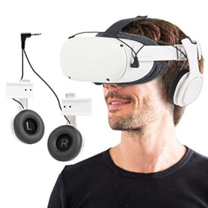 stereo vr headphones custom made for meta quest 2/oculus quest 2 elite head strap & original head strap-on ear deep bass 3d 360 degree sound (white)