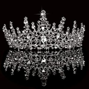 tobatoba silver wedding crystal tiaras and crowns for women, bride royal queen headband princess quinceanera headpieces for birthday prom pageant party