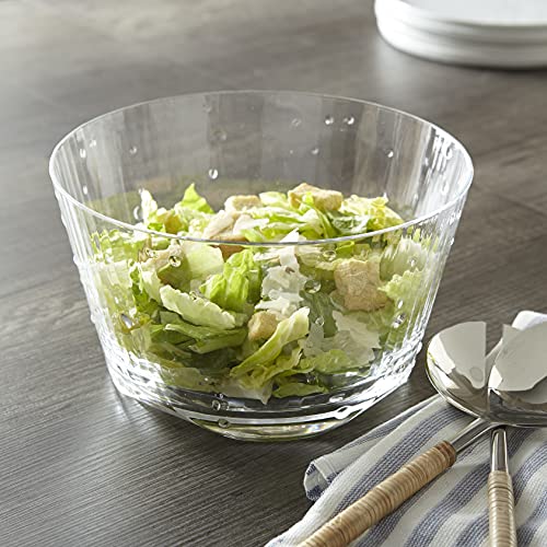 Huang Acrylic Large Serving Salad Bowl (9") Durable and Elegant Raindrops Design | For Serving, Hosting, Picnics, Weddings, Parties | Long Lasting Construction, Easy to Clean Premium Acrylic