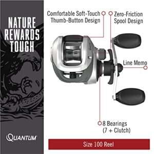 Quantum Throttle Baitcast Fishing Reel, 7 + 1 Ball Bearings with a Smooth and Powerful 7.3:1 Gear Ratio, Zero Friction Pinion, DynaMag Cast Control, and Oversized Non-Slip Handle Knobs