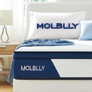 molblly full mattress, 12 inch hybrid mattress with gel memory foam,motion isolation individually wrapped pocket coils mattress,pressure relief,back pain relief& cooling full size bed mattress