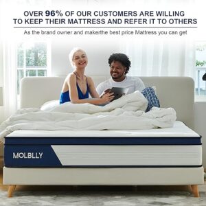 Molblly Full Mattress, 12 Inch Hybrid Mattress with Gel Memory Foam,Motion Isolation Individually Wrapped Pocket Coils Mattress,Pressure Relief,Back Pain Relief& Cooling Full Size Bed Mattress