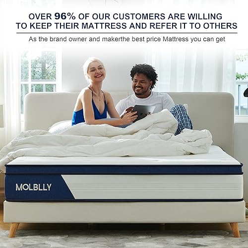 Molblly Full Mattress, 12 Inch Hybrid Mattress with Gel Memory Foam,Motion Isolation Individually Wrapped Pocket Coils Mattress,Pressure Relief,Back Pain Relief& Cooling Full Size Bed Mattress