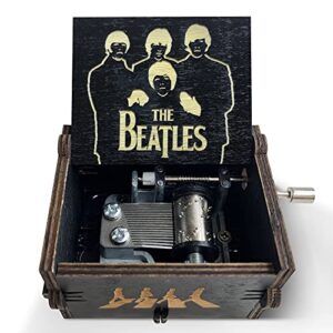 veratwo the beatles gifts-hand crank engraved vintage wooden music box,the beatles fans favorite collection gift for friends and family birthday/christmas/valentine's day