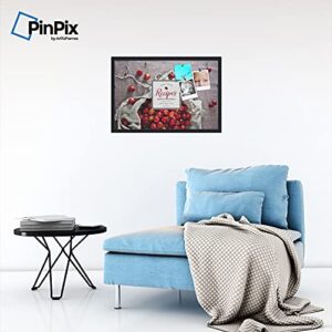 PinPix ArtToFrames 28x22 Custom Cork Bulletin Board Bag of Cherries Poster Board Has a Fabric Style Canvas Finish, Framed in Satin Black (PinPix-1366)