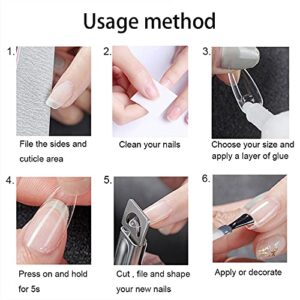 500Pcs Medium Almond Fake Nail Tips Full Cover Clear Acrylic Nails Press on Nails for DIY Nail Art, 10 Sizes (Clear)