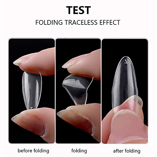 500Pcs Medium Almond Fake Nail Tips Full Cover Clear Acrylic Nails Press on Nails for DIY Nail Art, 10 Sizes (Clear)