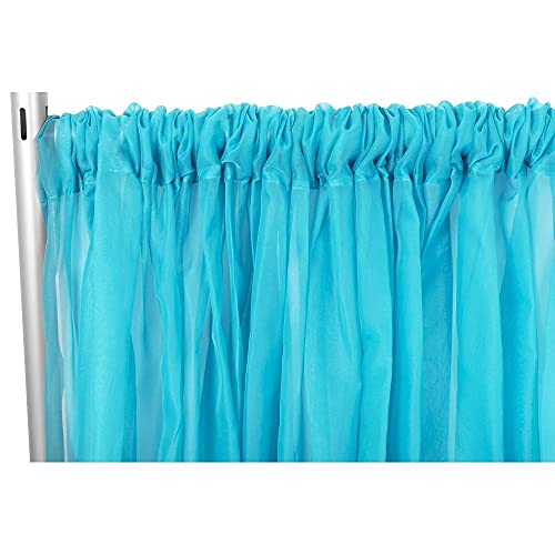 CV Linen Sheer Voile Flame Retardant Drape - 8 ft x 118' | Backdrop Curtain Panel | Aqua Blue | 1 Pc.