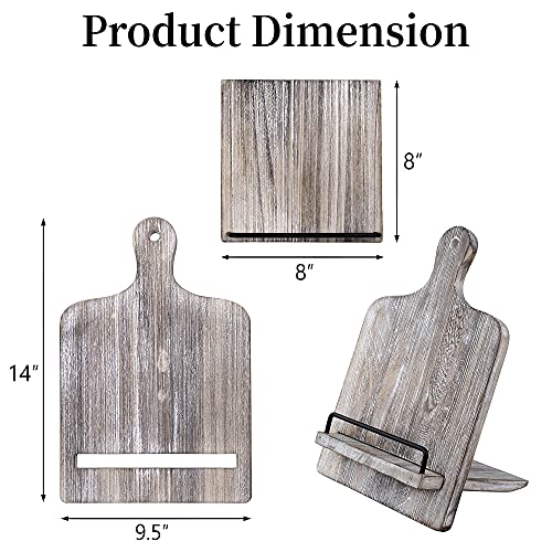 Cookbook Stand Wood Cookbook Holder: Farmhouse Kitchen Cookbook Stand - Adjustable Cookbook Recipe Stand Gray