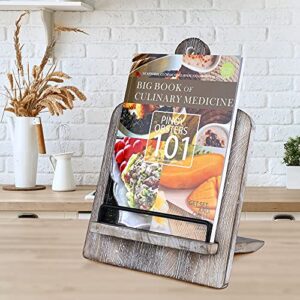 Cookbook Stand Wood Cookbook Holder: Farmhouse Kitchen Cookbook Stand - Adjustable Cookbook Recipe Stand Gray