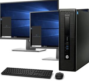 hp 600 g1 sff computer desktop pc, intel core i7 3.4ghz processor, 16gb ram, 128gb m.2 ssd, 2tb hdd, wireless keyboard mouse, wifi | bluetooth, new dual 23.8 fhd led monitor, windows 10 pro (renewed)