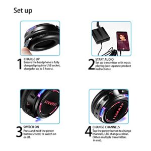 AYVVPII Rechargeable Wireless Silent Disco Headphones RF LED Flashing Light Headset 10pcs Headphones Bundle and 1 Transmitter 500m Distance