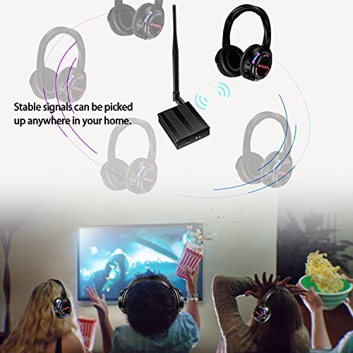 AYVVPII Rechargeable Wireless Silent Disco Headphones RF LED Flashing Light Headset 10pcs Headphones Bundle and 1 Transmitter 500m Distance