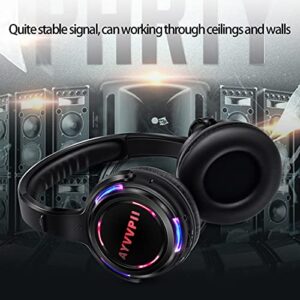 AYVVPII Rechargeable Wireless Silent Disco Headphones RF LED Flashing Light Headset 10pcs Headphones Bundle and 1 Transmitter 500m Distance