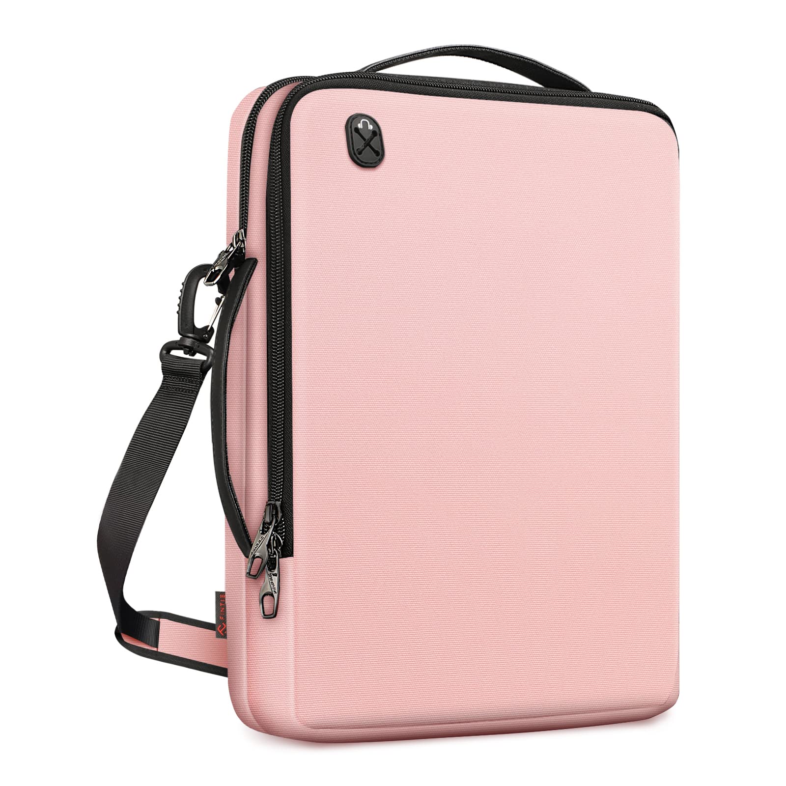 FINPAC Laptop Shoulder Bag for MacBook Pro 14-inch M2 M1 2023-2021, MacBook Air/Pro 13-inch, Padded Computer Tablet Carrying Case for Dell XPS 13, Surface Laptop/Book, HP, Acer Chromebook (Pink)