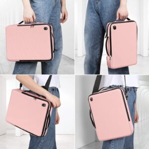 FINPAC Laptop Shoulder Bag for MacBook Pro 14-inch M2 M1 2023-2021, MacBook Air/Pro 13-inch, Padded Computer Tablet Carrying Case for Dell XPS 13, Surface Laptop/Book, HP, Acer Chromebook (Pink)