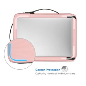 FINPAC Laptop Shoulder Bag for MacBook Pro 14-inch M2 M1 2023-2021, MacBook Air/Pro 13-inch, Padded Computer Tablet Carrying Case for Dell XPS 13, Surface Laptop/Book, HP, Acer Chromebook (Pink)