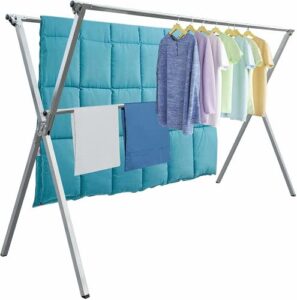 augmirr clothes drying racks outdoor, 81 inches updated version,stainless steel laundry drying rack for indoor outdoor and the balcony,length adjustable saves space,with windproof hooks