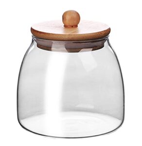 mozacona glass food storage container candy dish spice jar with seal wooden lid