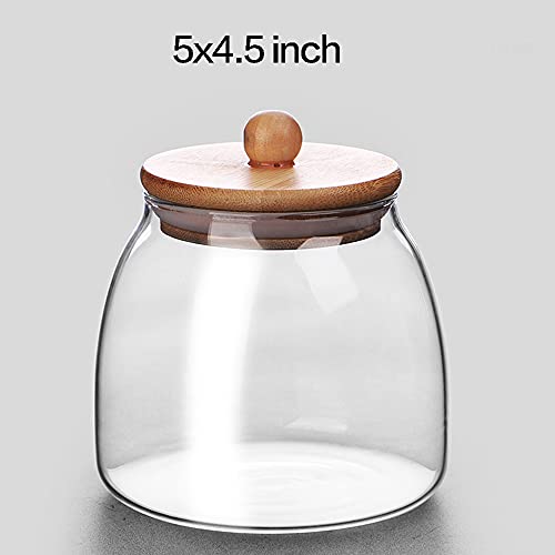 Mozacona Glass Food Storage Container Candy Dish Spice Jar with Seal Wooden Lid